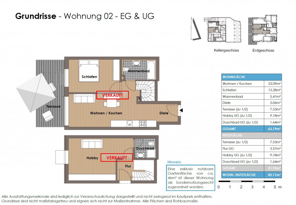 VERKAUFT - EG - Wohnung 2 mit Garten